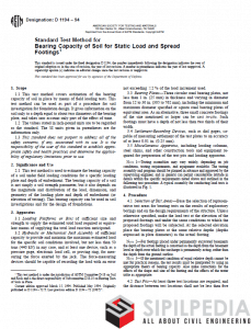 Standard Test Method for Bearing Capacity of Soil for Static Load and ...