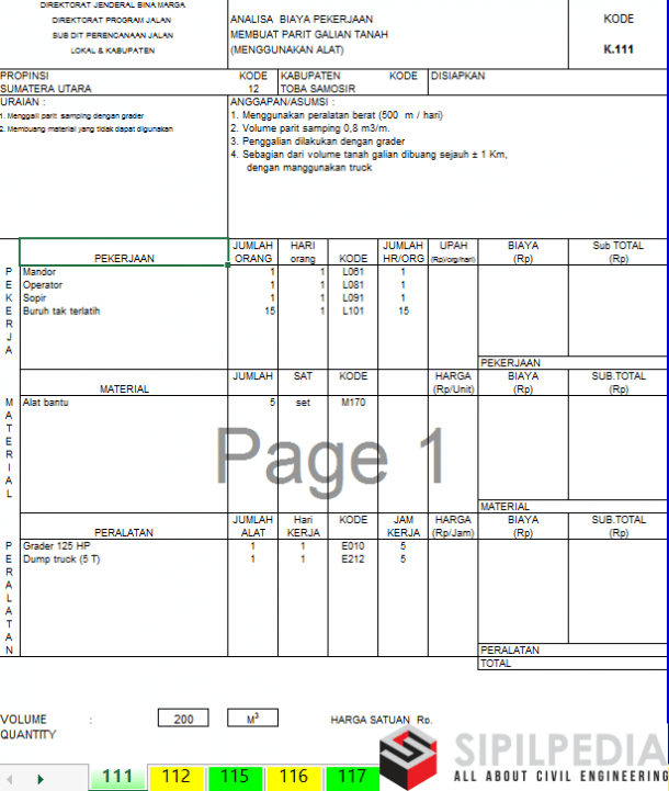 Analisa Bina Marga | Sipilpedia