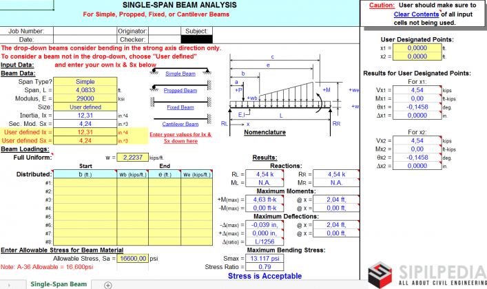 Single-Span Beam Analysis (For Simple, Propped, Fixed Or Cantilever ...
