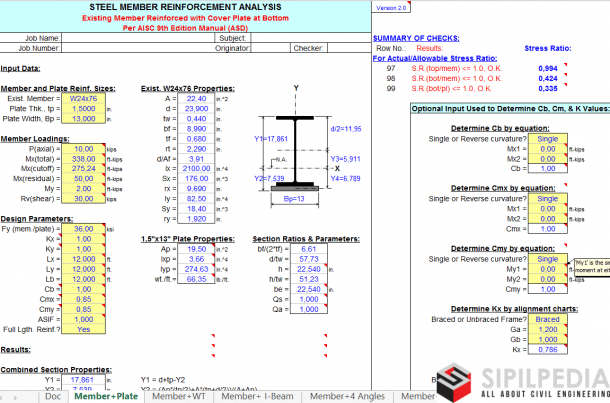 Steel Member Reinforcement Analysis | Sipilpedia