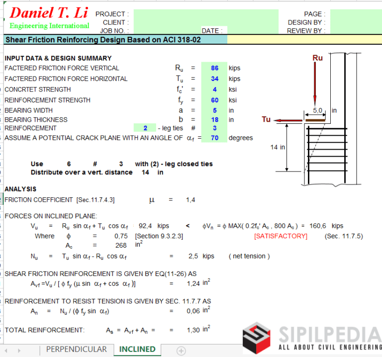 Shear Friction Reinforcing Design Based on ACI 318-02 & Shear Friction ...