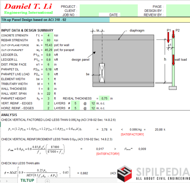 Tilt-up Panel Design based on ACI 318 – 02 | Sipilpedia