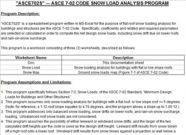 “ASCE702S”ASCE 7-02 CODE SNOW LOAD ANALYSIS PROGRAM | Sipilpedia