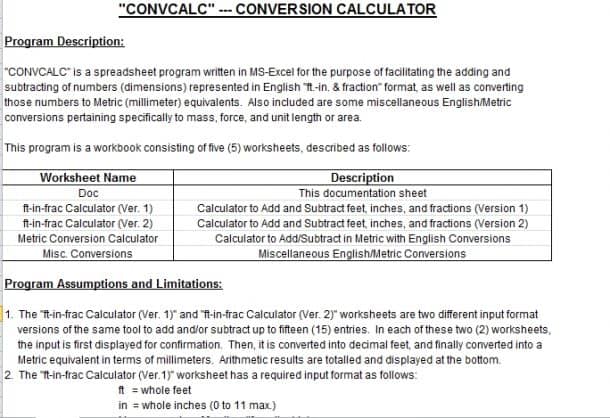 “CONVCALC” CONVERSION CALCULATOR | Sipilpedia