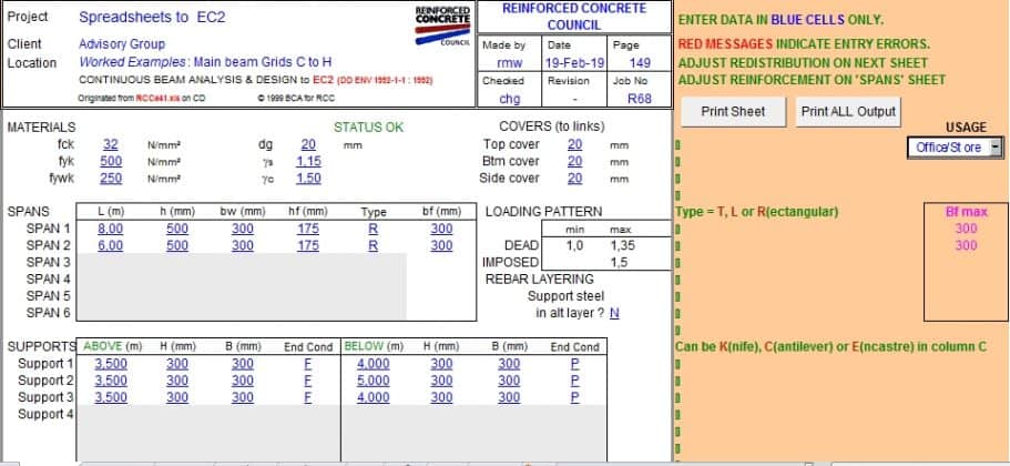 CONTINUOUS BEAM ANALYSIS & DESIGN to EC2 (DD ENV 1992-1-1 : 1992) “Spreadsheets to EC2” | Sipilpedia