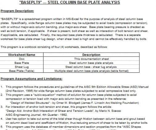 “BASEPLT9” STEEL COLUMN BASE PLATE ANALYSIS | Sipilpedia