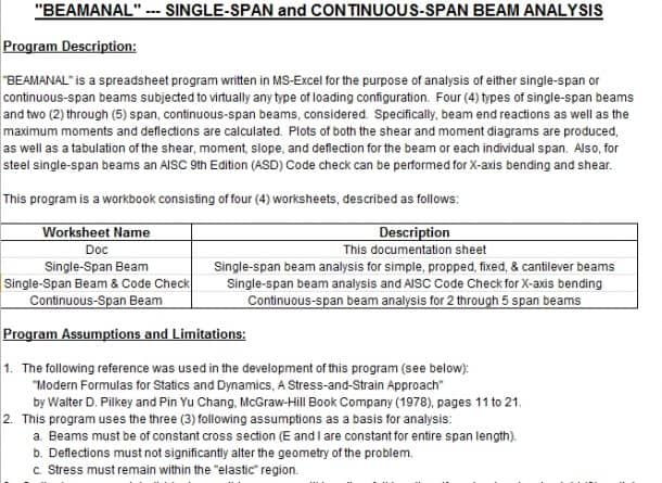 “BEAMANAL” SINGLE-SPAN and CONTINUOUS-SPAN BEAM ANALYSIS | Sipilpedia