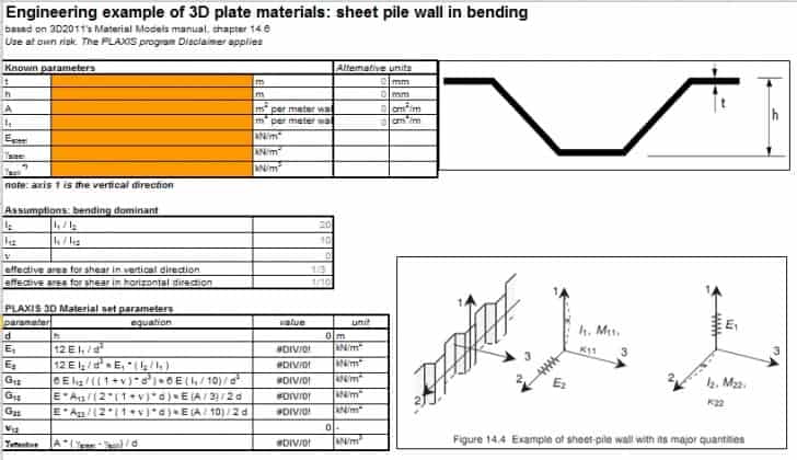 Engineering example of 3D plate materials: sheet pile wall in bending ...