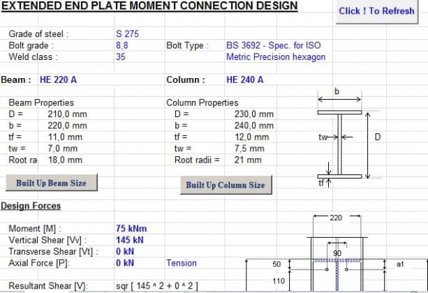 EXTENDED END PLATE MOMENT CONNECTION DESIGN | Sipilpedia
