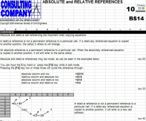 ABSOLUTE and RELATIVE REFERENCES”ENGINEERING with the SPREADSHEET ...