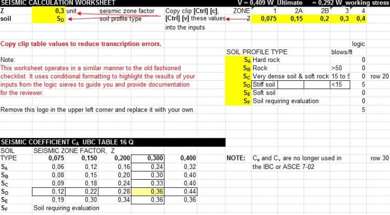 SEISMIC CALCULATION WORKSHEET | Sipilpedia