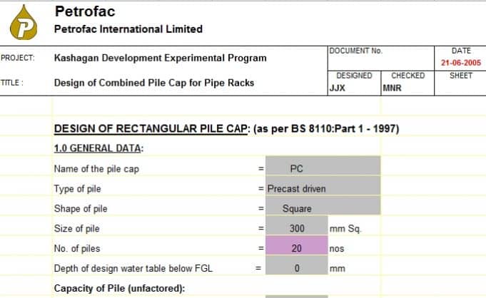 Design of Combined Pile Cap for Pipe Racks | Sipilpedia