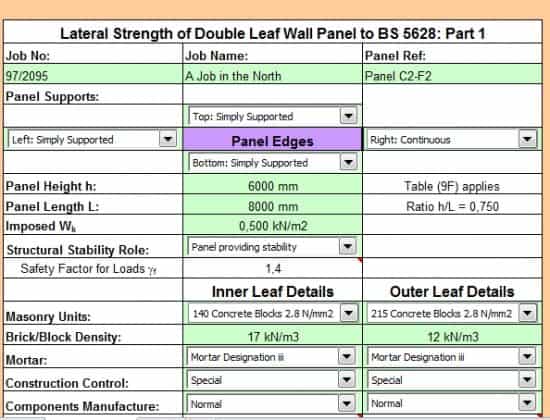 Lateral Strength of Double Leaf Wall Panel to BS 5628: Part 1 | Sipilpedia