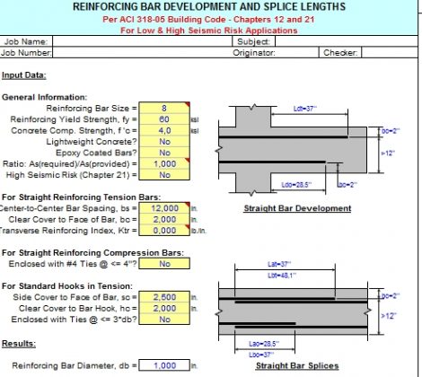 REINFORCING BAR DEVELOPMENT AND SPLICE LENGTHS Per ACI 318-05 Building ...