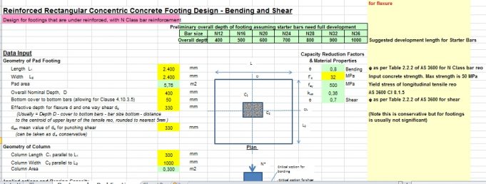 Reinforced Rectangular Concentric Concrete Footing Design – Bending and ...
