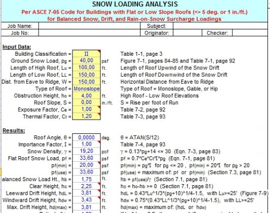 SNOW LOADING ANALYSIS Per ASCE 7-05 Code for Buildings with Flat or Low ...