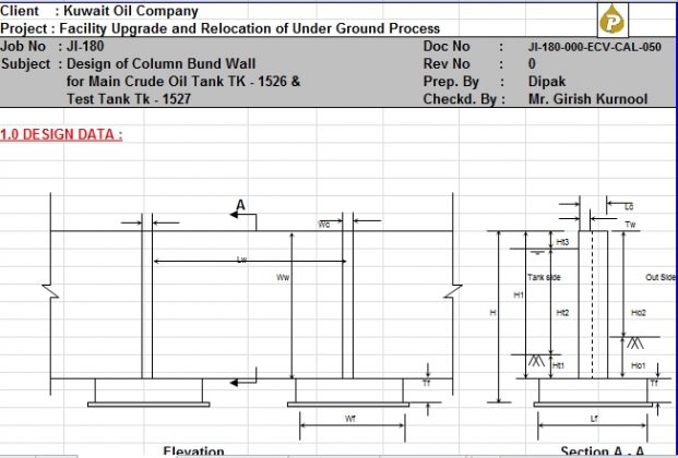 Design of Column Bund Wall for Main Crude Oil Tank TK – 1526 & Test ...