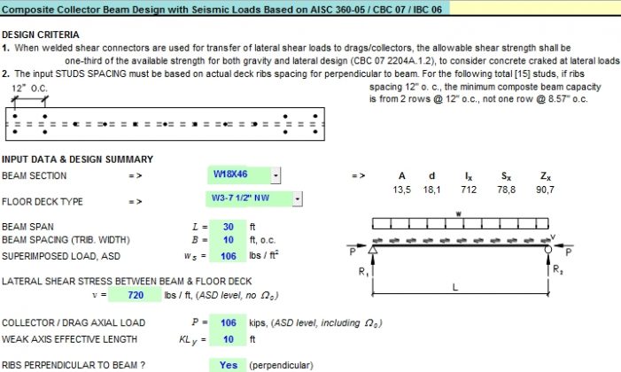 Composite Collector Beam Design with Seismic Loads Based on AISC 360-05 ...