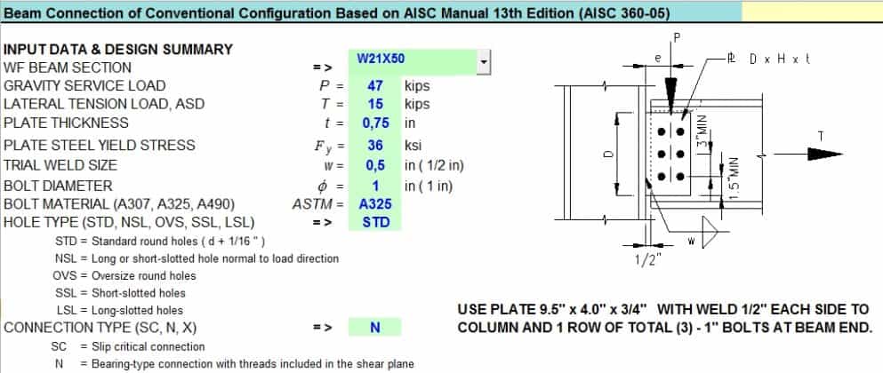 Beam Connection of Conventional Configuration Based on AISC Manual 13th ...