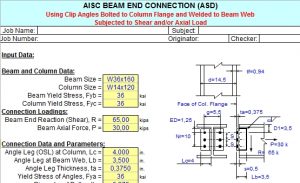 AISC BEAM END CONNECTION (ASD) _ Using Clip Angles Bolted to Column ...