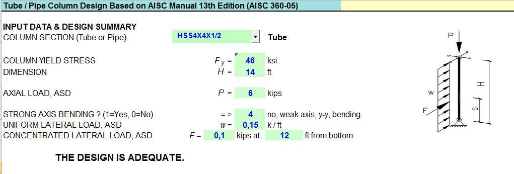 Tube / Pipe Column Design Based on AISC Manual 13th Edition (AISC 360-05) | Sipilpedia