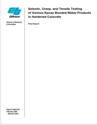 Seismic, Creep, and Tensile Testing of Various Epoxy Bonded Rebar ...