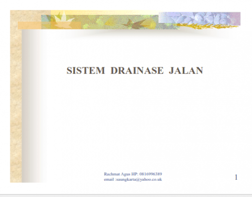 SISTEM DRAINASE JALAN | Sipilpedia