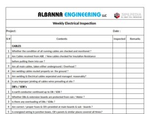 Weekly Electrical Inspection Checklist | Sipilpedia