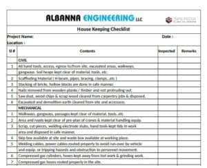 House Keeping Checklist | Sipilpedia