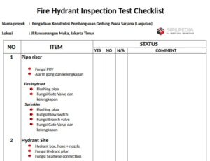 Fire Hydrant Inspection Test Checklist | Sipilpedia