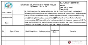 QUARTERLY COLOR CODING OF POWER TOOLS & EQUIPMENT CHECKLIST | Sipilpedia