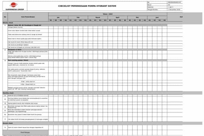 CHECKLIST PEMERIKSAAN POMPA HYDRANT SISTEM | Sipilpedia