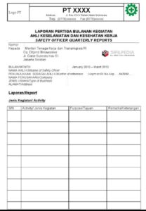 Contoh Form Laporan Pertiga Bulanan Kegiatan Ahli K3 | Sipilpedia