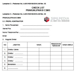 CHECK LIST PRAKUALIFIKASI CSMS | Sipilpedia