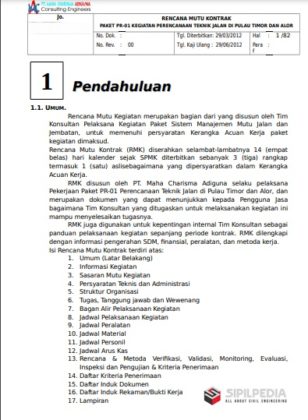 Rencana Mutu Kontrak Pada Perencanaan Teknik Jalan | Sipilpedia