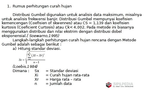 Rumus perhitungan curah hujan | Sipilpedia