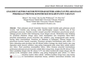 ANALISIS FAKTOR-FAKTOR PENYEBAB KETERLAMBATAN PELAKSANAAN PEKERJAAN PROYEK KONSTRUKSI | Sipilpedia
