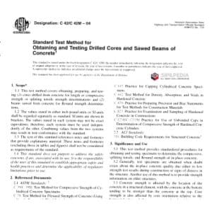 Standard Test Method For Optaining and Testing Drilled Cores and Sawed ...