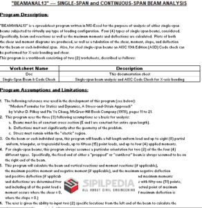 BEAMANAL 13 – SINGLE – SPAN and CONTINUOUS – SPAN BEAM ANALYSIS ...