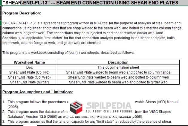 SHEAR-END-PL-13 – BEAM END CONNECTION USING SHEAR END PLATES | Sipilpedia