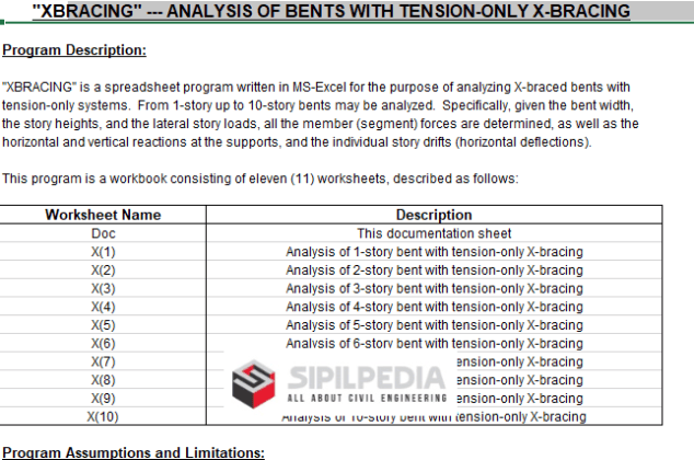 XBRACING -ANALYSIS OF BENTS WITH TENSION-ONLY X-BRACING | Sipilpedia