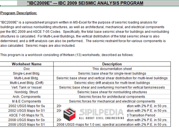 IBC2009E – IBC 2009 SEISMIC ANALYSIS PROGRAM | Sipilpedia