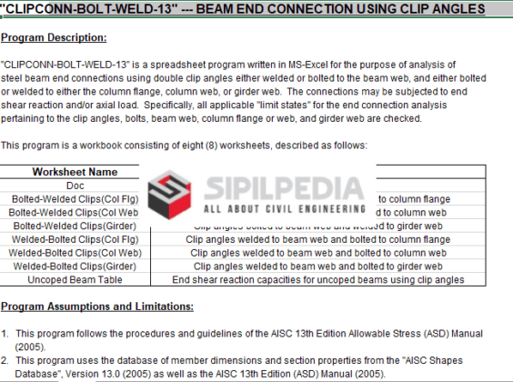 CLIPCONN BOLT WELD 13 – BEAM END CONNECTION USING CLIP ANGLES | Sipilpedia