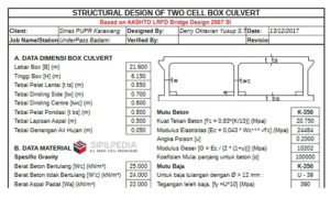 STRUCTURAL DESIGN OF TWO CELL BOX CULVERT | Sipilpedia