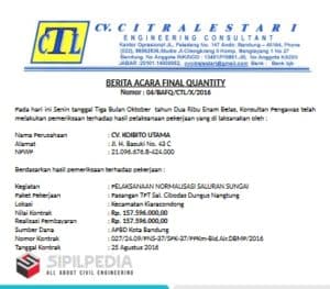 BERITA ACARA FINAL QUANTITY | Sipilpedia