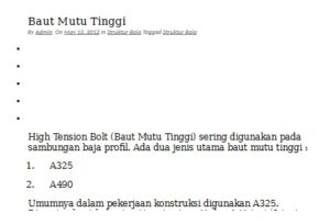 Baut Mutu Tinggi | Sipilpedia
