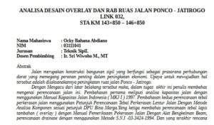 ANALISA DESAIN OVERLAY DAN RAB RUAS JALAN | Sipilpedia