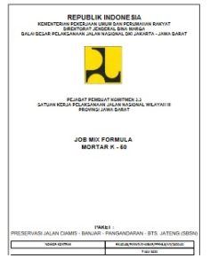 JOB MIX FORMULA MORTAR K – 50 | Sipilpedia