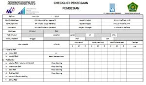 FORMAT CHECKLIST PEKERJAAN PEMBESIAN | Sipilpedia
