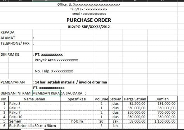 Contoh PO | Sipilpedia